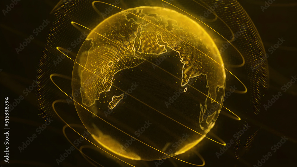 Virtual Globe Futuristic Earth Hologram Spinning Digital Planet ...
