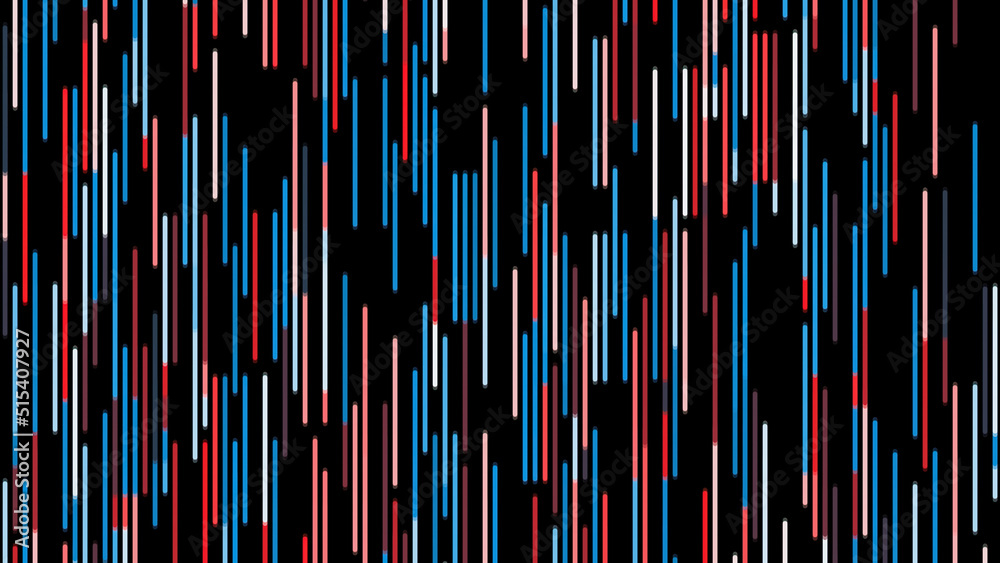 Abstract colorful narrow lines moving fast on black background ...