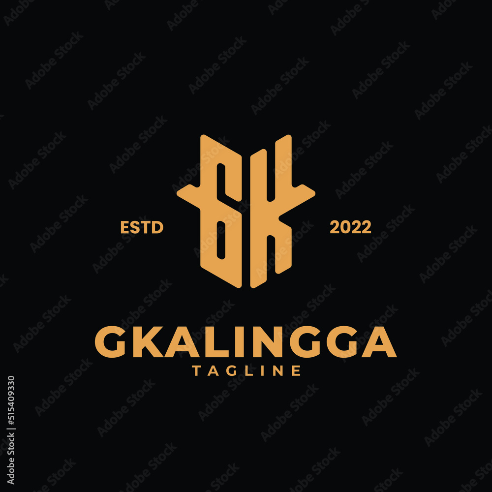 Initials monogram logo with letter GK Stock Vector | Adobe Stock