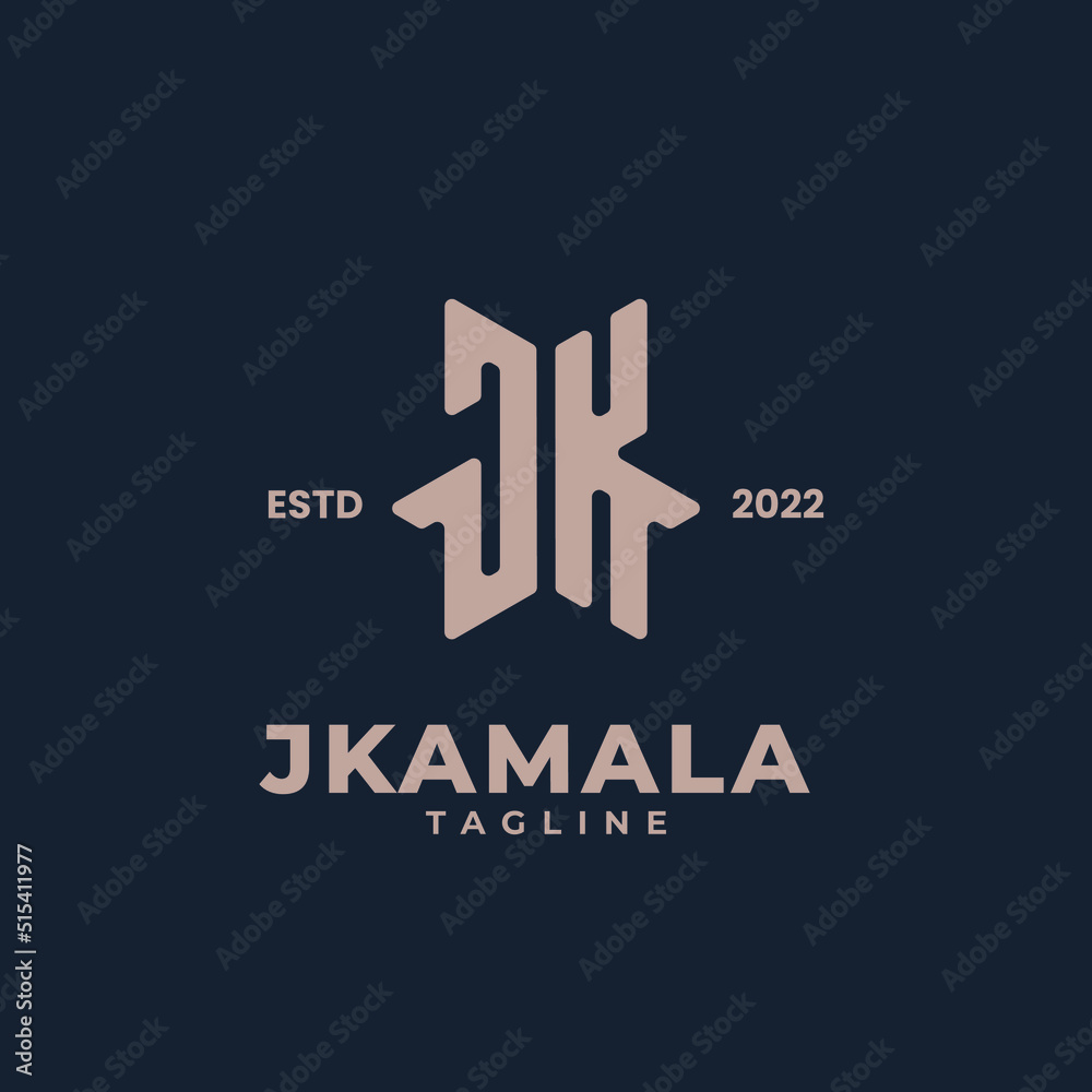Initials monogram logo with letter JK Stock Vector | Adobe Stock