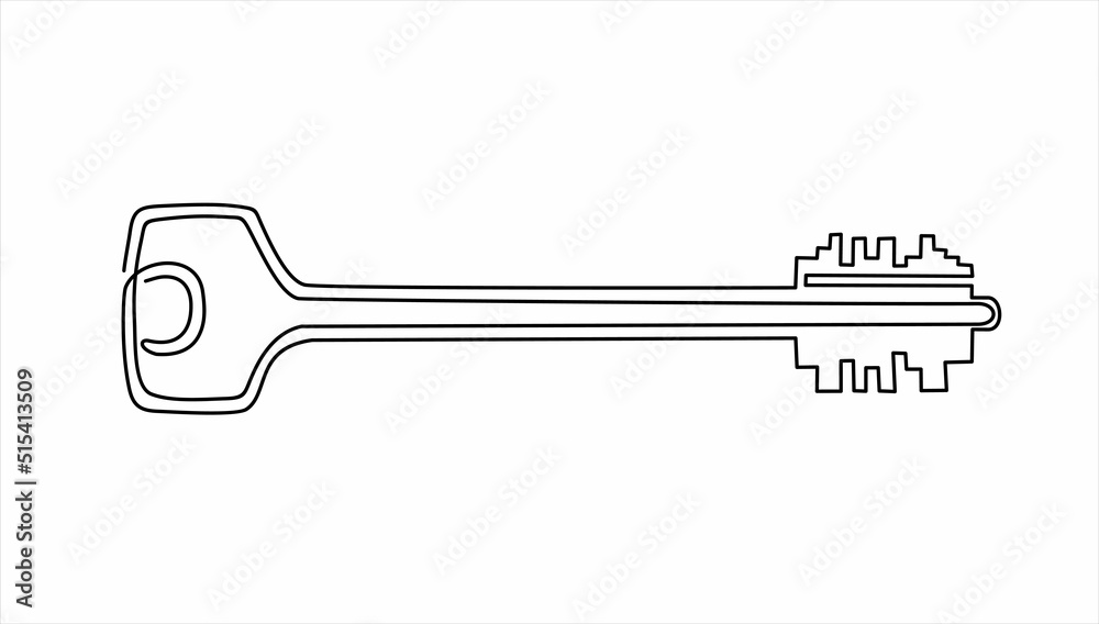 continuous line drawing of key Stock Vector | Adobe Stock