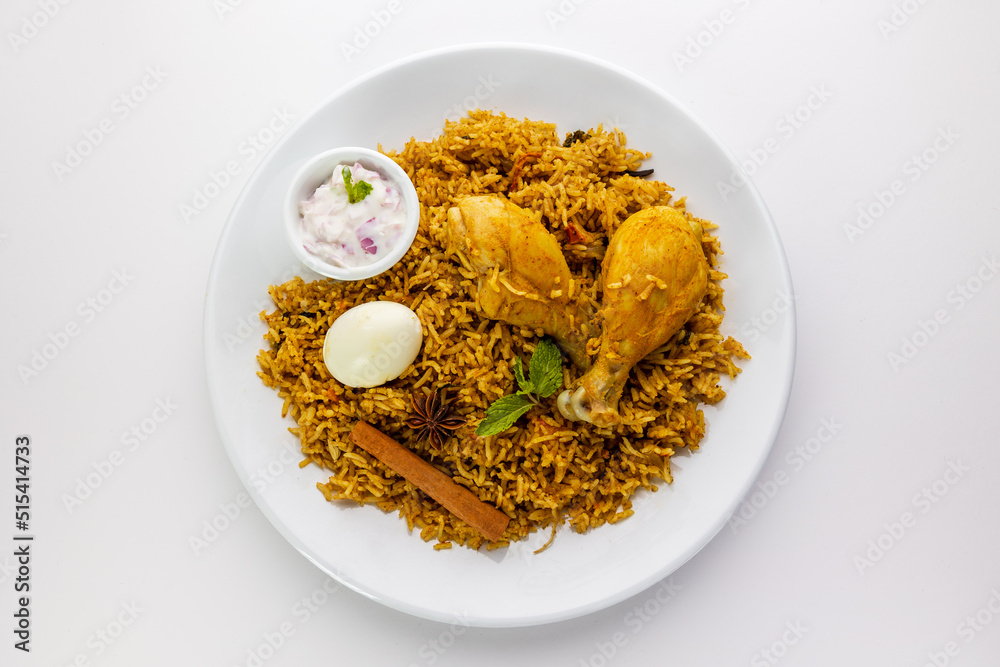 Chicken biryani Spicy Indian Malabar biryani Hyderabadi biryani pulao ...