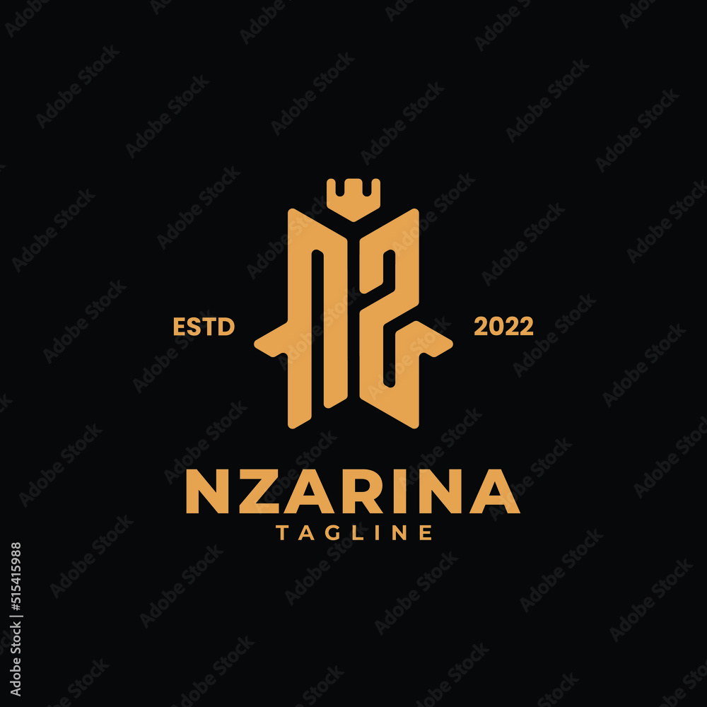 Initials monogram logo with letter NZ Stock Vector | Adobe Stock