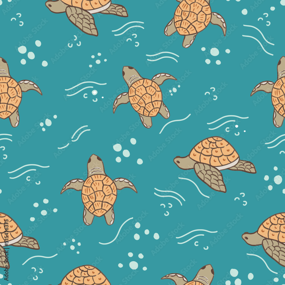 seamless sea turtle pattern - wallpaper, wrapping, print, notebook ...