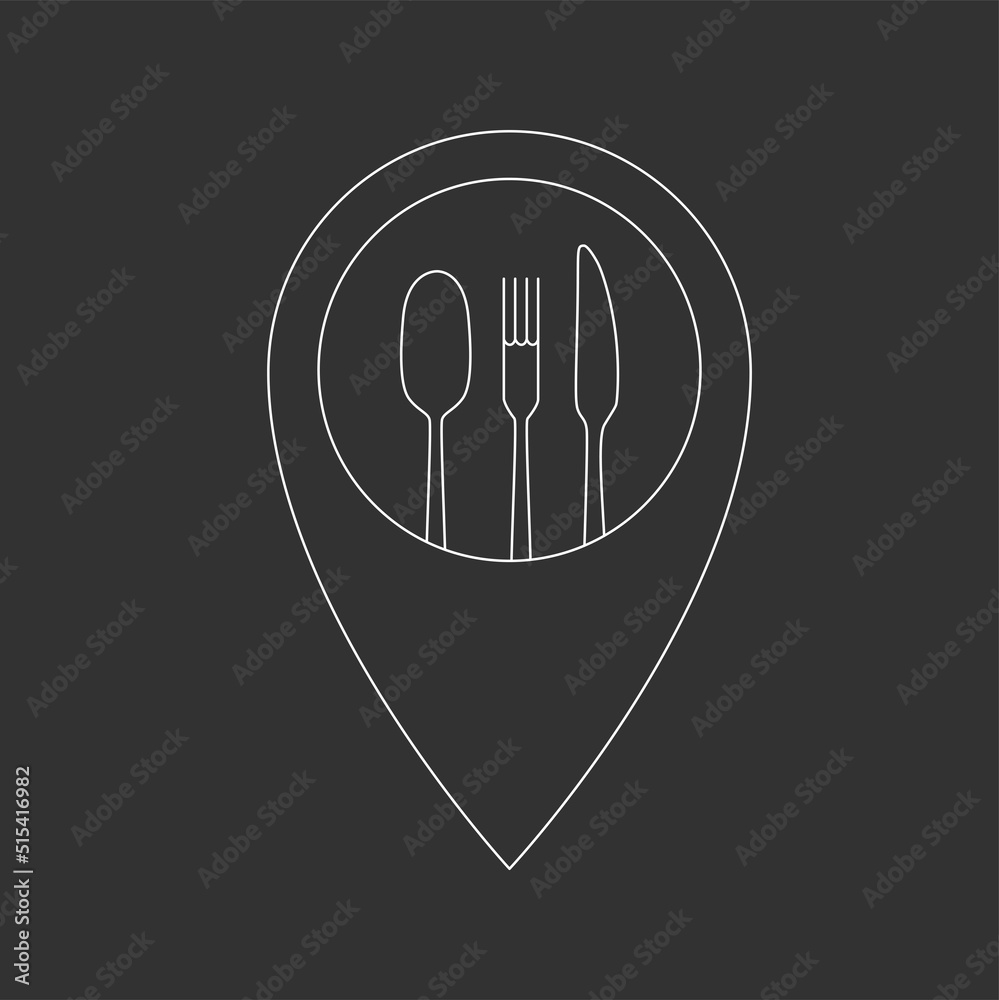 Food destination point. Fast food and take away symbol for location ...