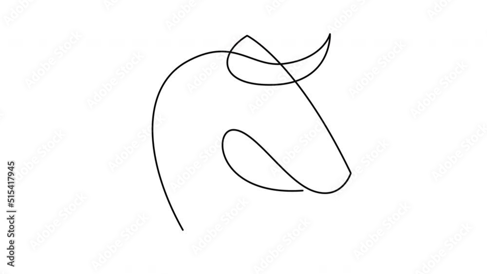 Self drawing simple animation of continuous line Bull. Animal head ...
