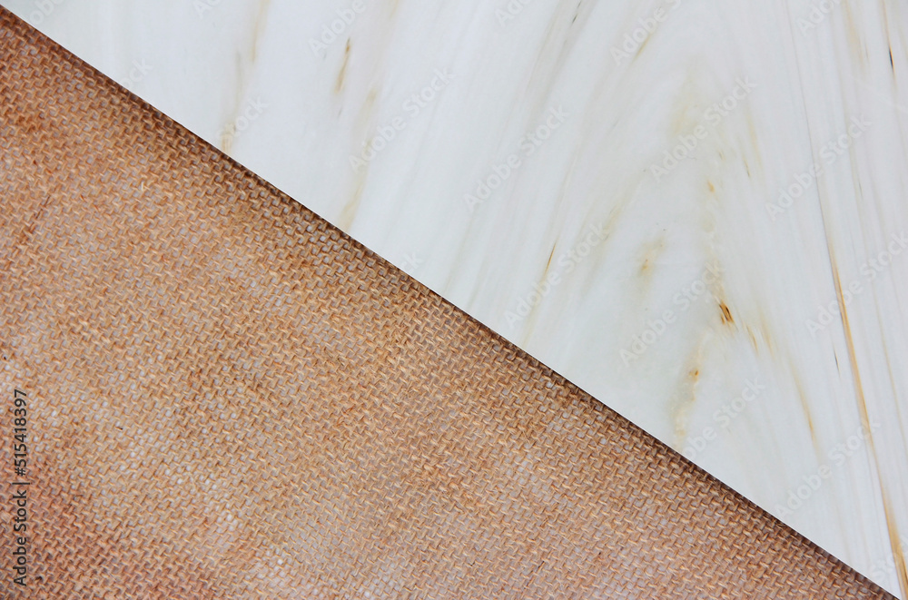 brown baggy jute fabric and grey marble texture with streaks Stock ...