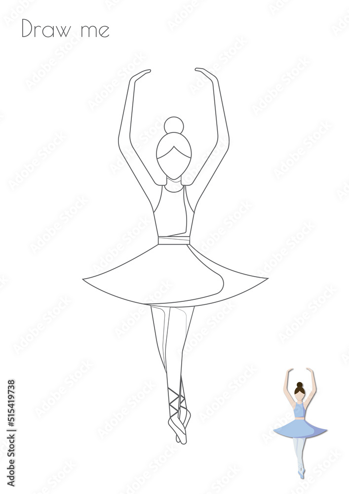 Simple Outline Stroke Ballet Dancer Ballerina Silhouette Photo Drawing ...