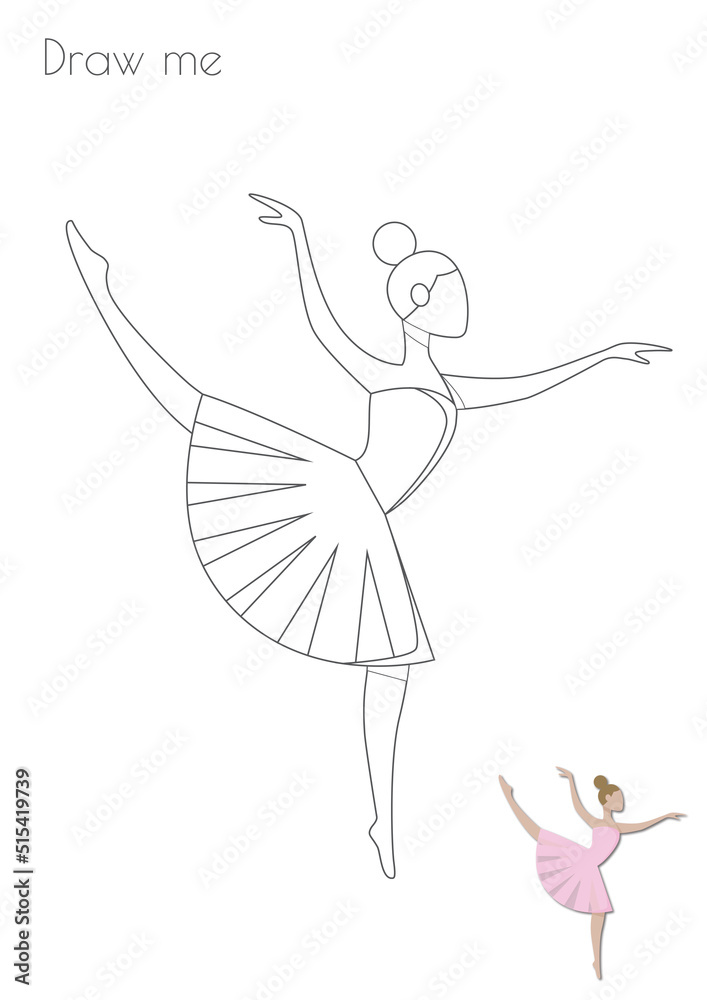 Simple Outline Stroke Ballet Dancer Ballerina Silhouette Photo Drawing ...