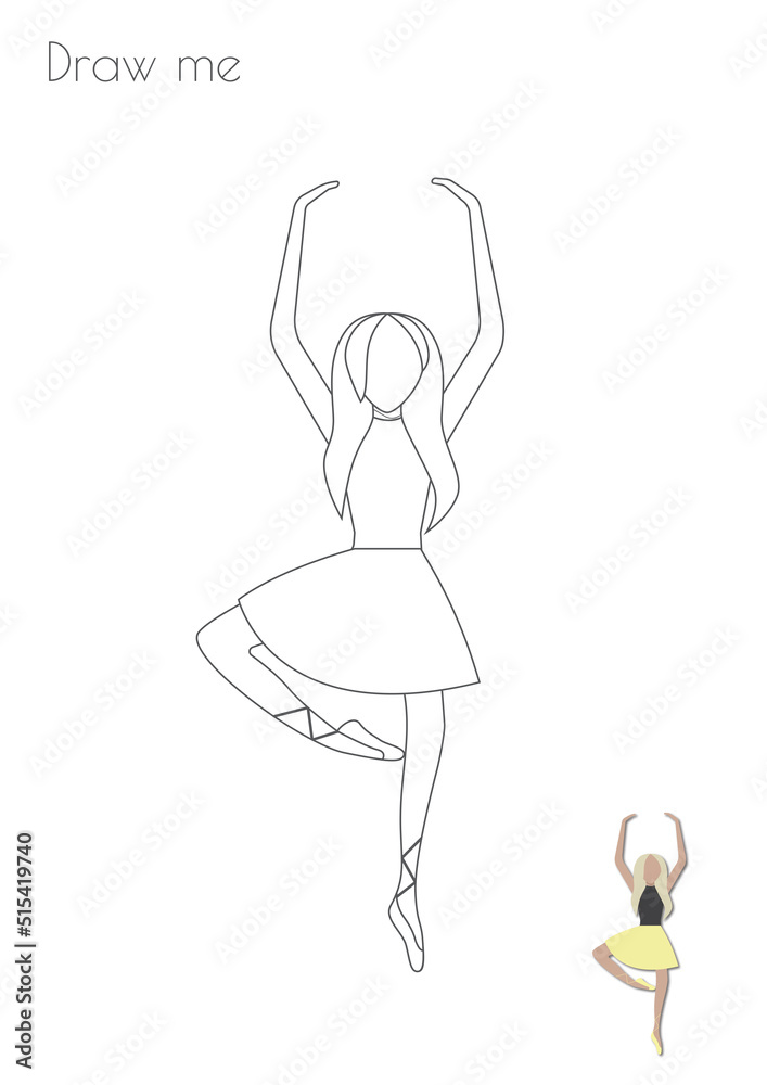 Simple Outline Stroke Ballet Dancer Ballerina Silhouette Photo Drawing ...