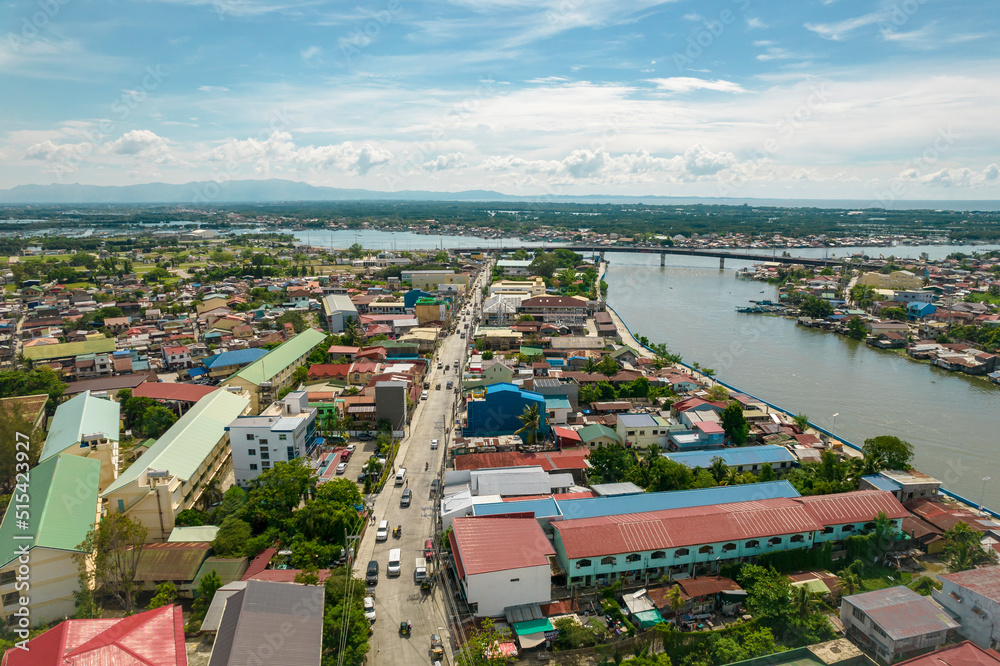 Dagupan, Pangasinan, Philippines - Aerial view of the city along the ...