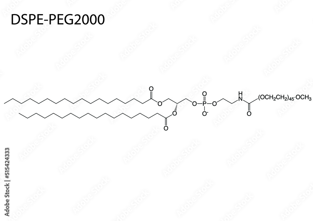 Digital vector illustration of the chemical structure of DSPE-PEG2000 Stock Vector | Adobe Stock