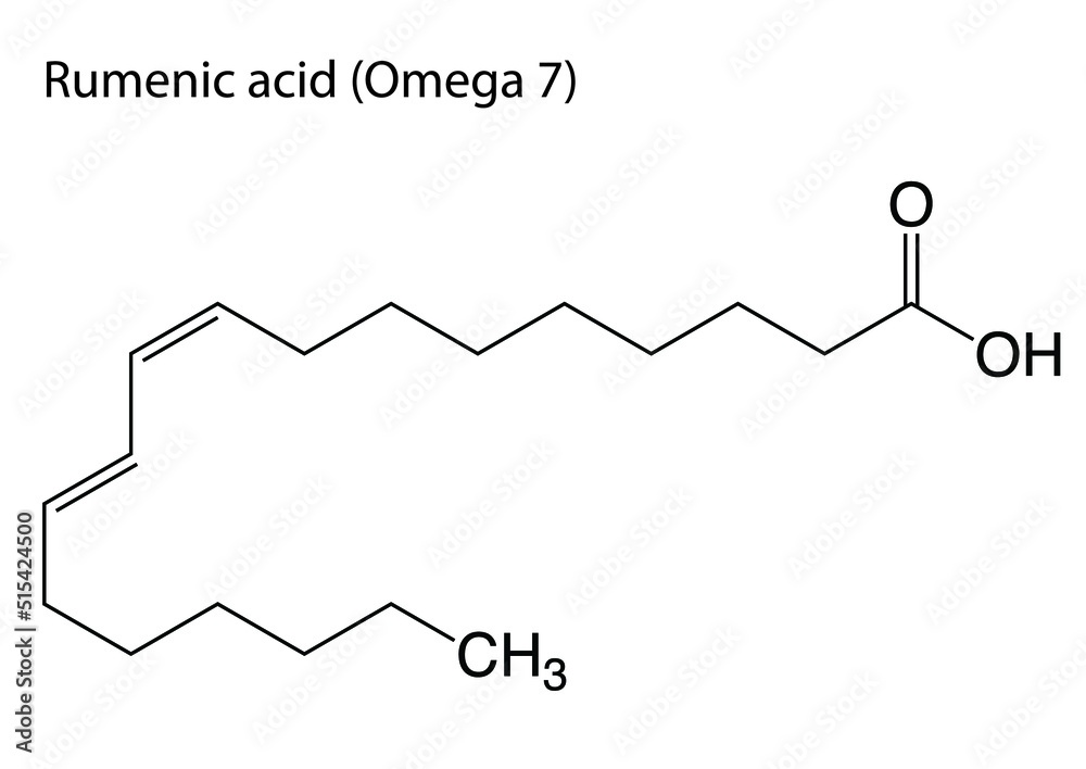Poster Digital vector illustration of the chemical structure of Rumenic ...