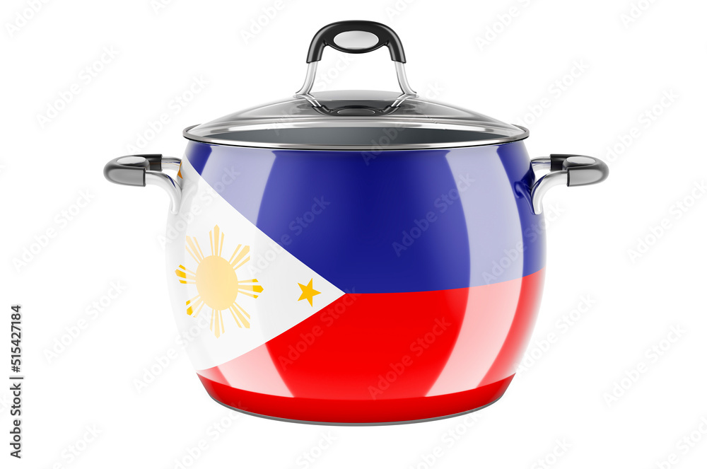 Filipino national cuisine concept. Filipino flag painted on the ...