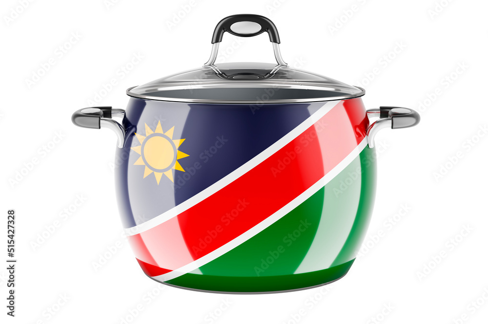 Namibian national cuisine concept. Namibian flag painted on the ...