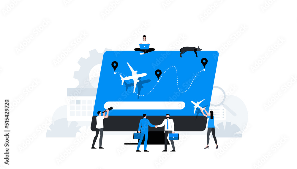 Conceptual illustration of aircraft flight tracking. Animation ready ...
