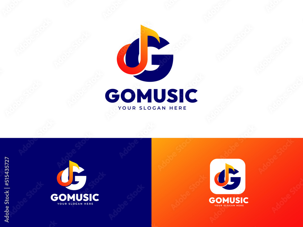 Letter G logo design with music note icon modern illustration vector ...