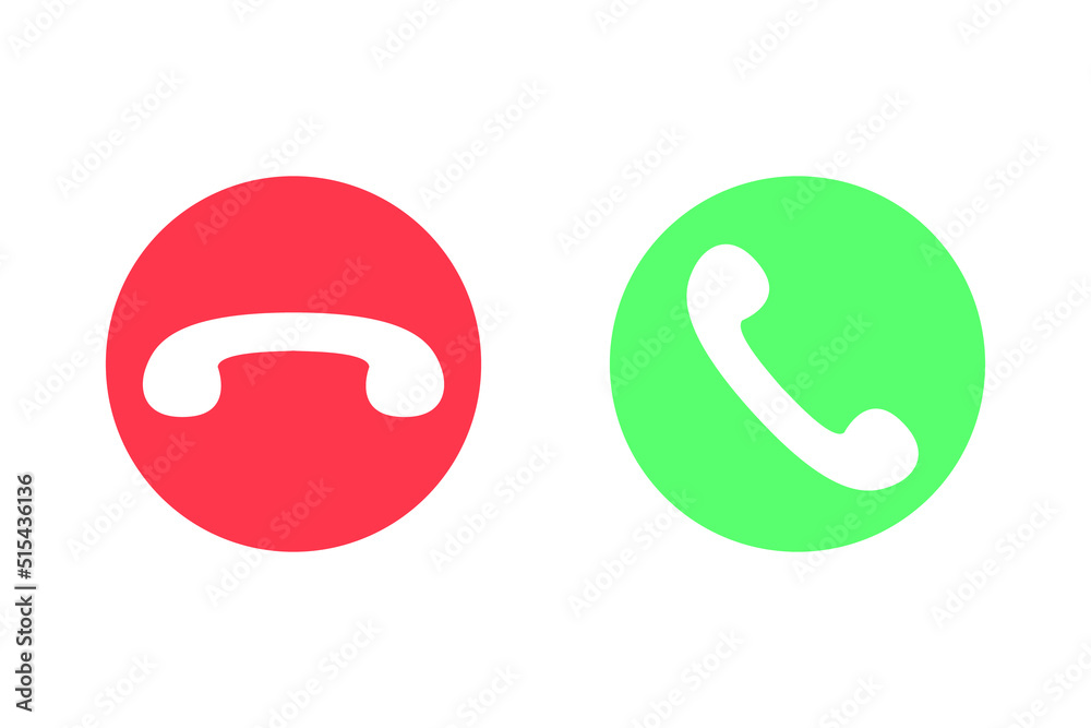 Answer and decline phone call buttons. Vector illustration icon. Phone ...