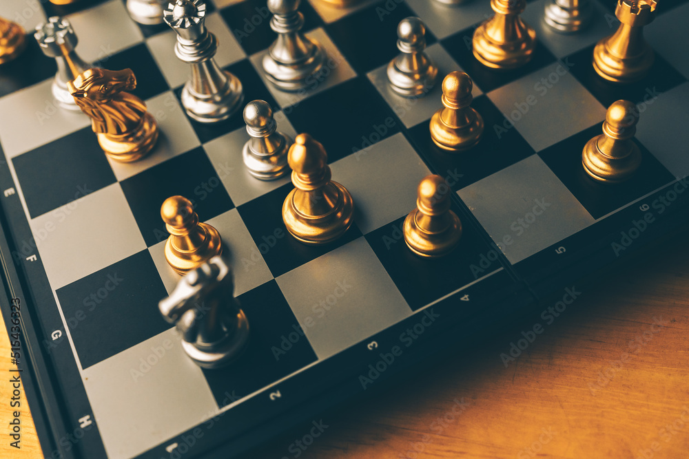 Chess board game to represent the business strategy with competition in ...