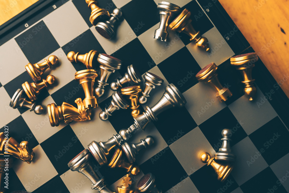 Chess board game to represent the business strategy with competition in ...