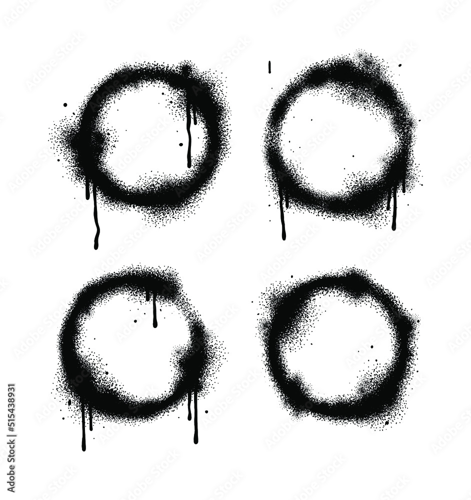 Graffiti Sprayed Circle Design Element in Black on White. Spray Paint ...