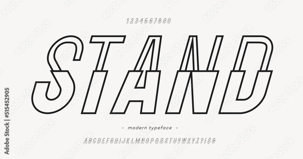 Vector stand font slanted style modern typography for decoration ...