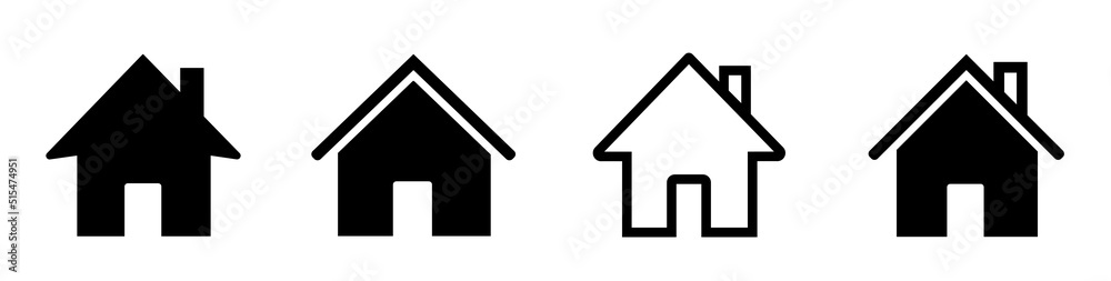 House vector icons. Set of black houses symbols. Real estate. Flat ...