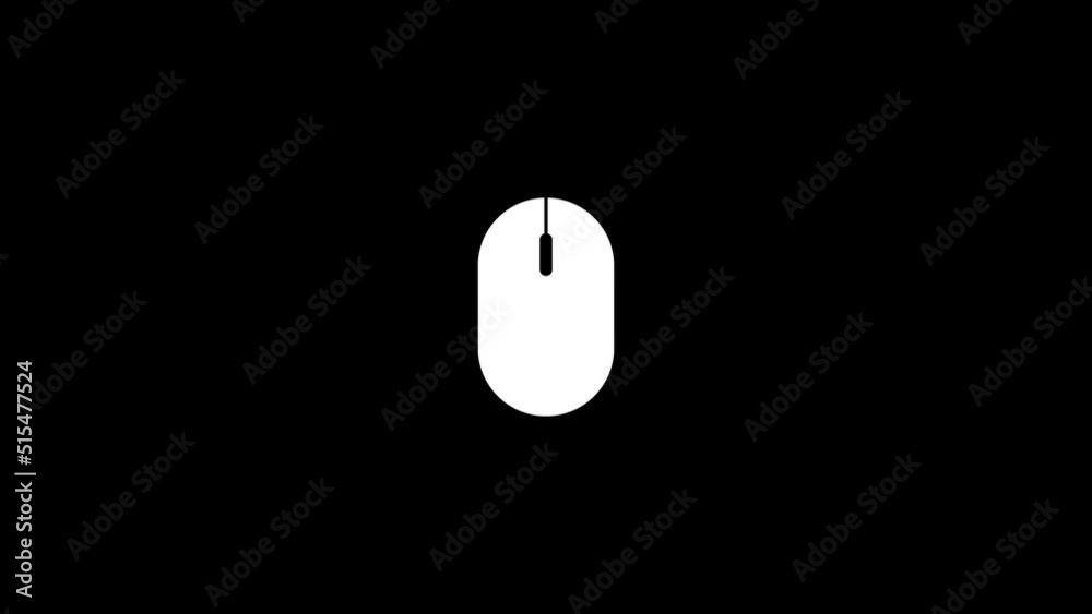 White picture of PC mouse on a black background. computer control ...