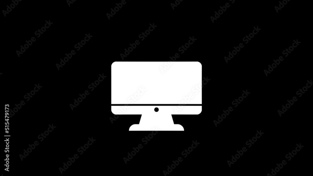 White picture of computer on a black background. work computer at the ...