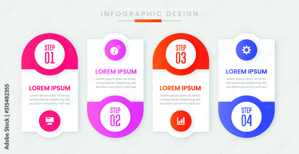 Infographic template design, Vector infographic design with 4 options ...