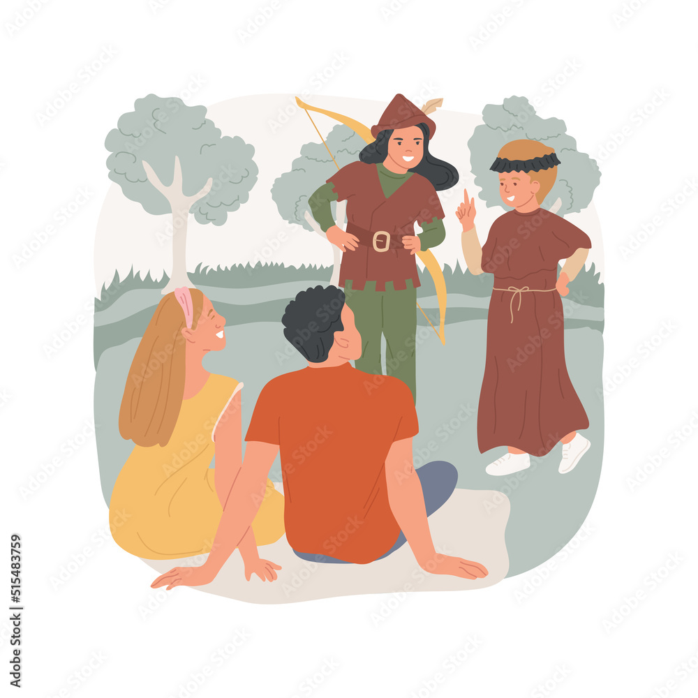 Perform skits isolated cartoon vector illustration. Camping skits ...