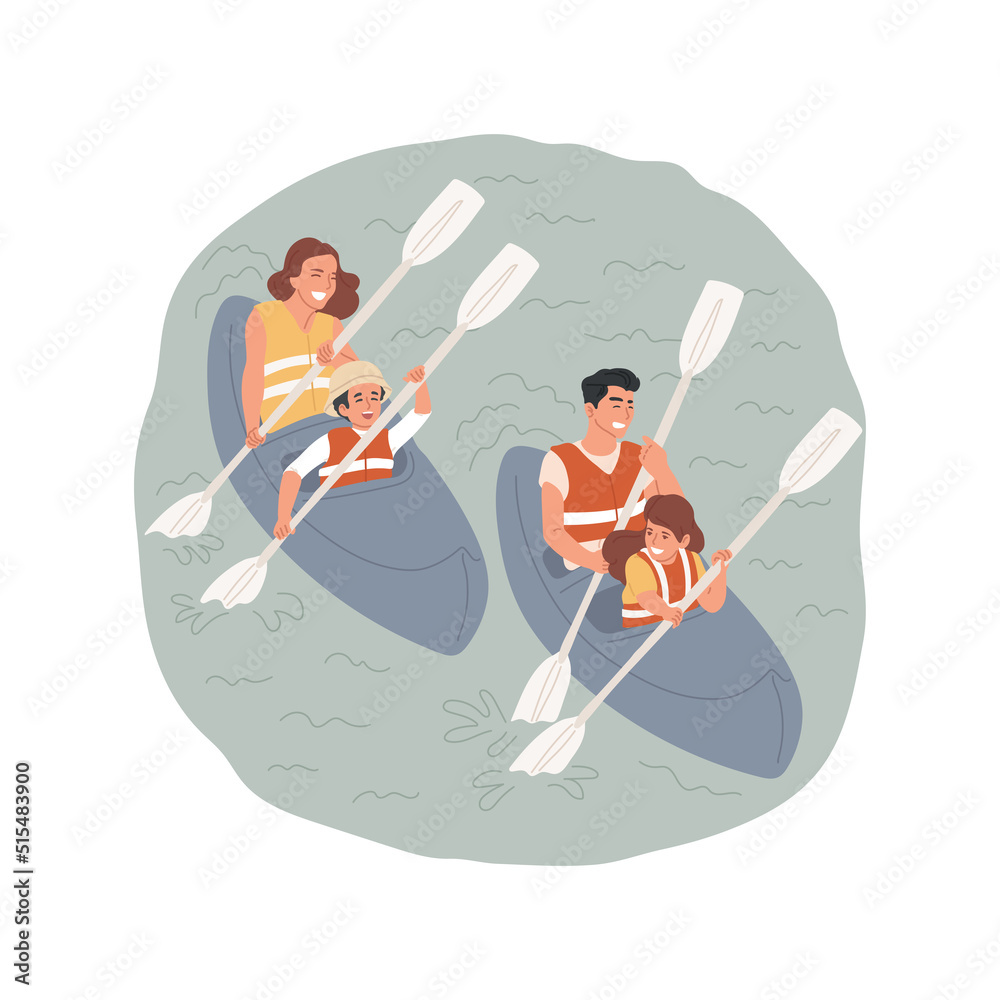 Kayaking isolated cartoon vector illustration. Father and mother ...