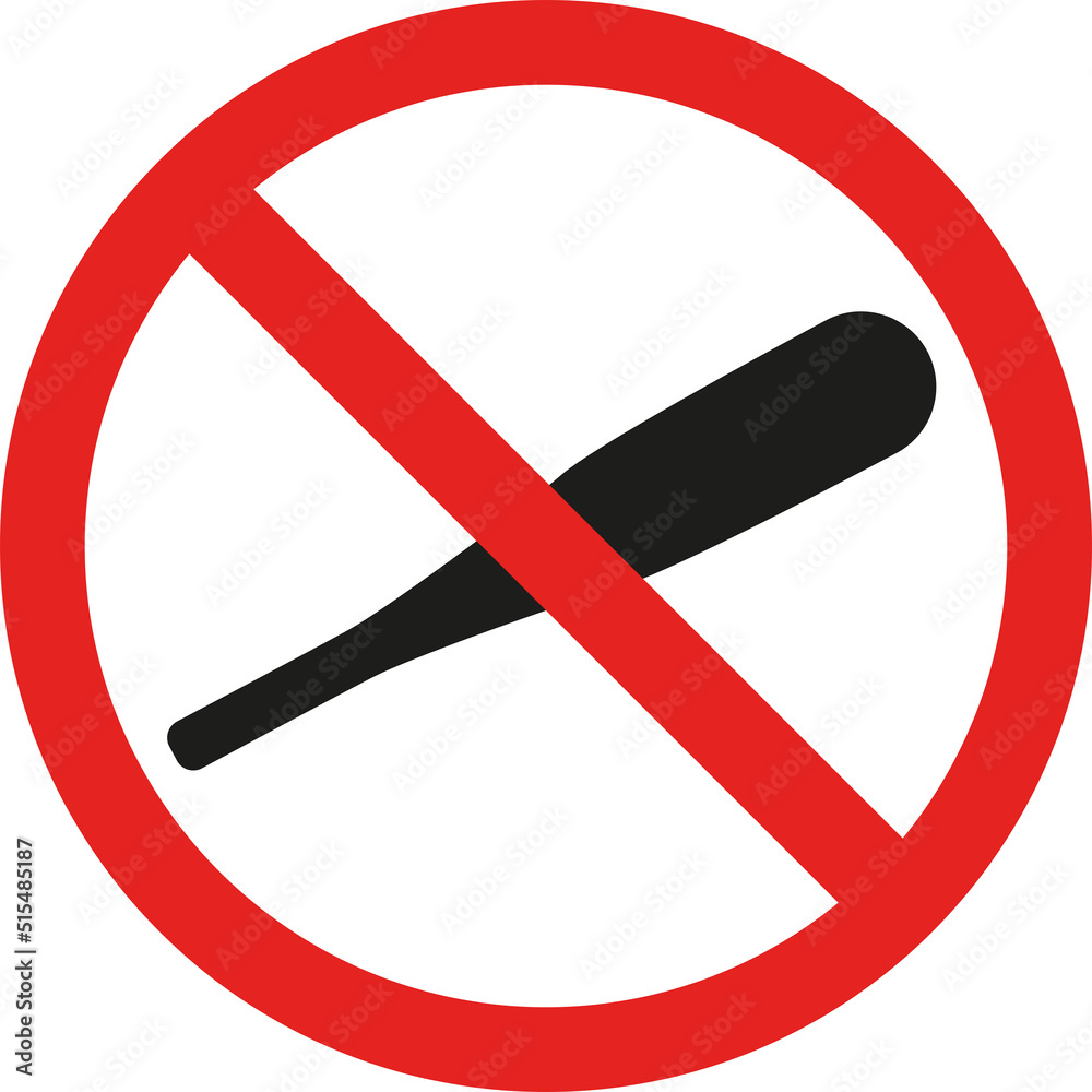 Baseball bat prohibited sign. Forbidden signs and symbols. Stock Vector ...