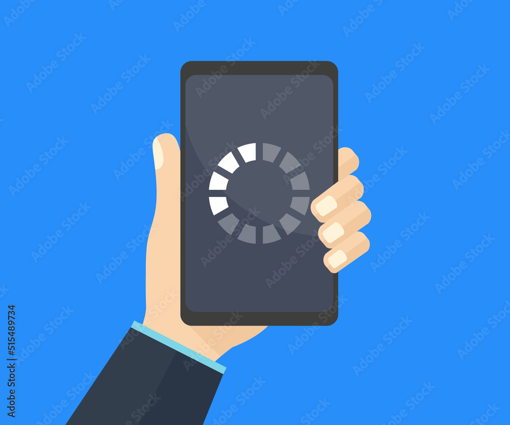 Loading bar progress on smartphone screen, loading data on mobile logo ...