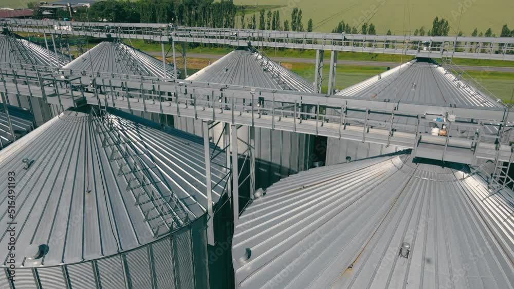 Steel silos on agro manufacturing plant, storage of agricultural ...