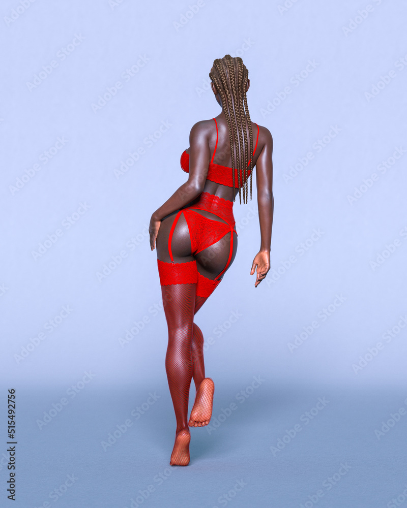 Beautiful Black Woman In Lace Lingerie Stock Illustration Adobe Stock
