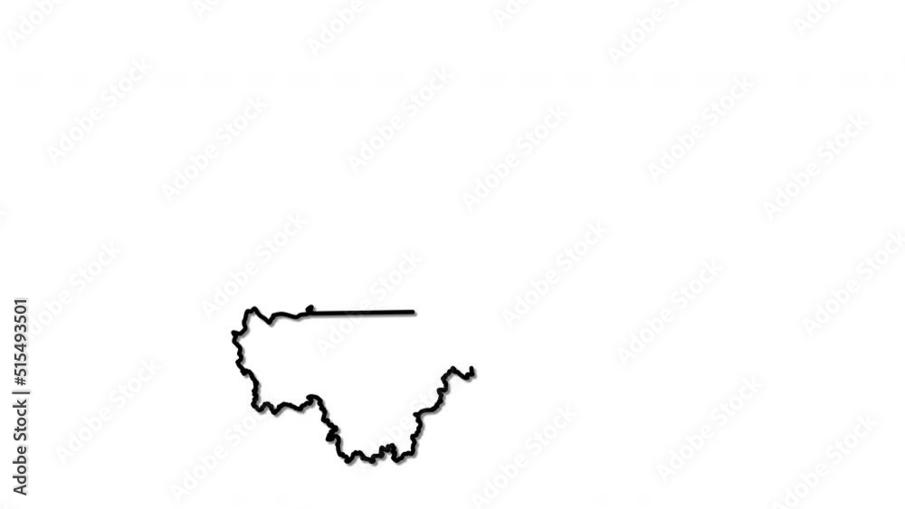Mali map, country territory outline self drawing animation. Line art ...