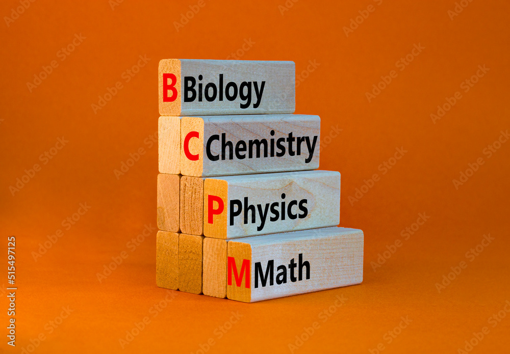 BCPM biology chemistry physics math symbol. Concept words BCPM biology ...