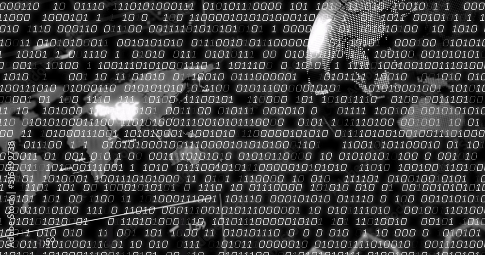Image of data processing on black background Stock Illustration | Adobe ...