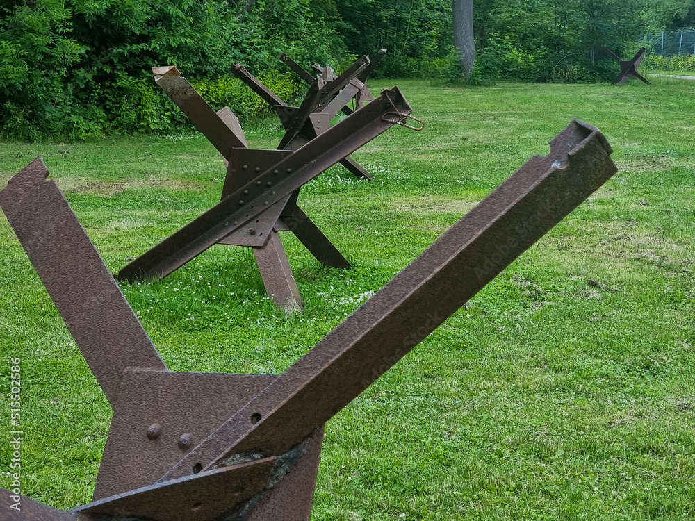 Hedgehogs - anti-tank obstacle defense line -The Czech hedgehog Stock ...