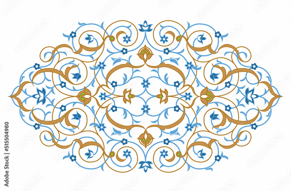 Traditional islamic floral ornament arabesque isolated on white. Vector ...