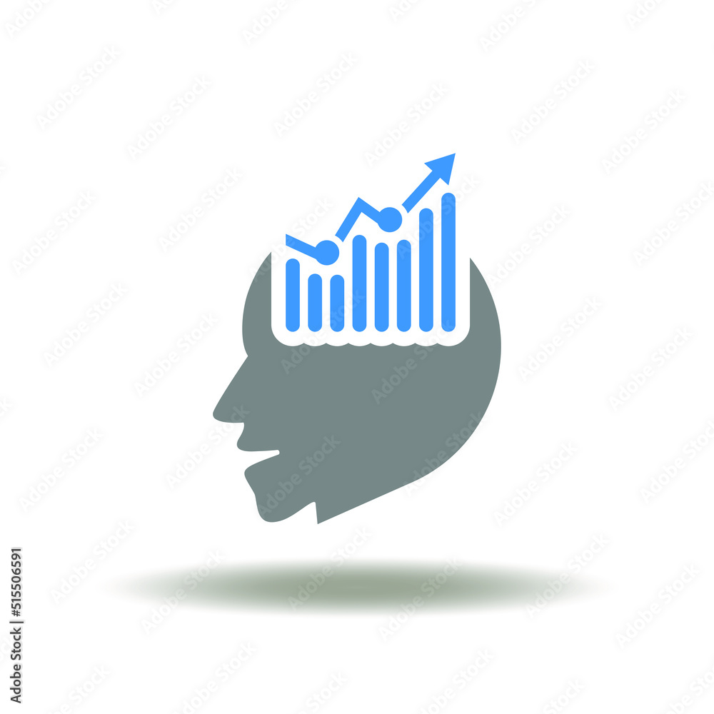 Vector illustration of head with growing diagram. Icon of growth ...