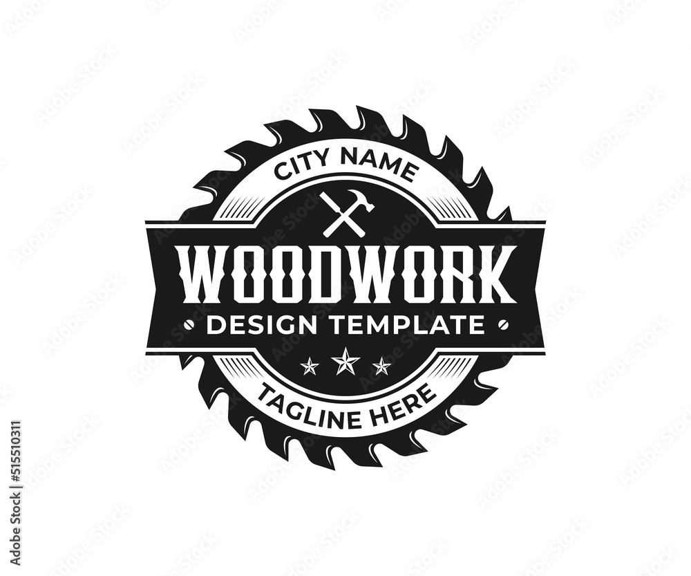 Woodwork and Carpentry Logo Design Template Stock Vector | Adobe Stock