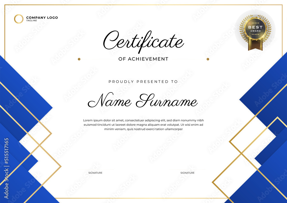 Modern elegant certificate frame design template Stock Vector | Adobe Stock