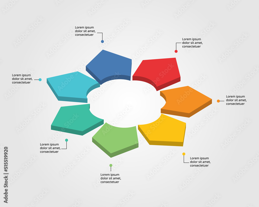 pentagon chart template for infographic for presentation for 7 element ...
