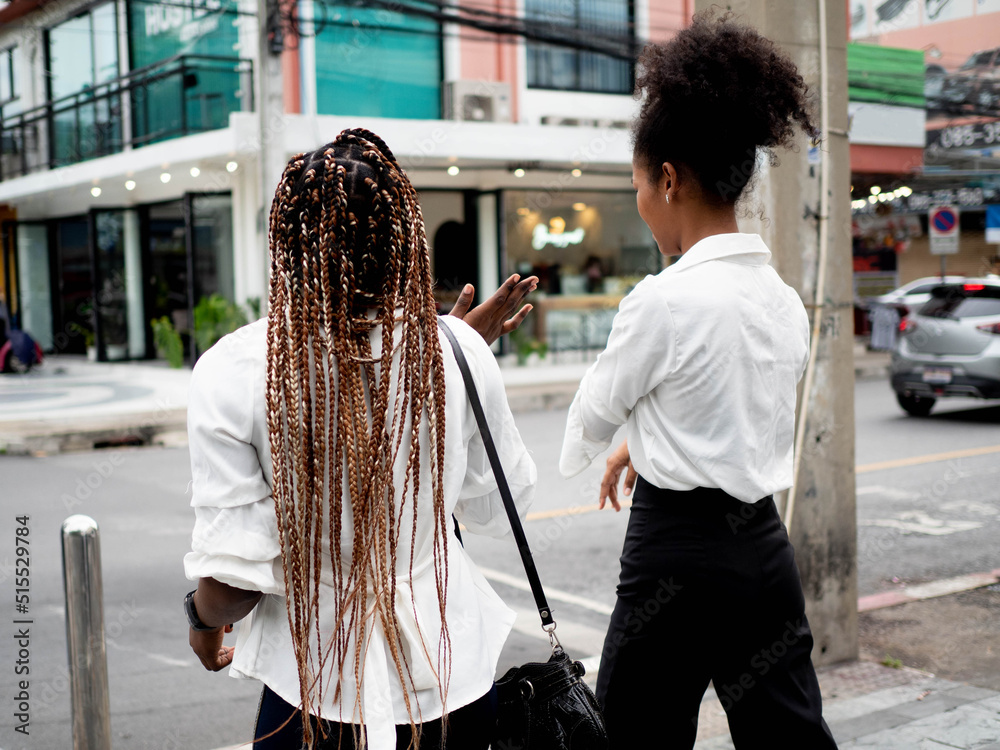 Backside African American black Caucasian female male woman man person ...