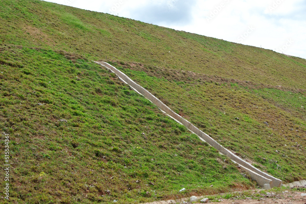 Permanent slope protection with grass using the hydroseed method. The ...