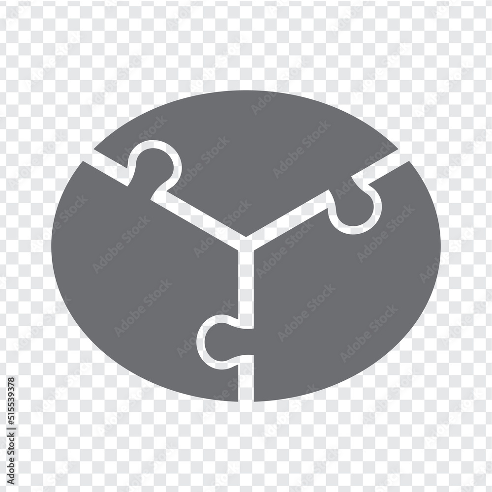 Simple icon ellipse puzzle in gray. Simple icon puzzle of the three ...