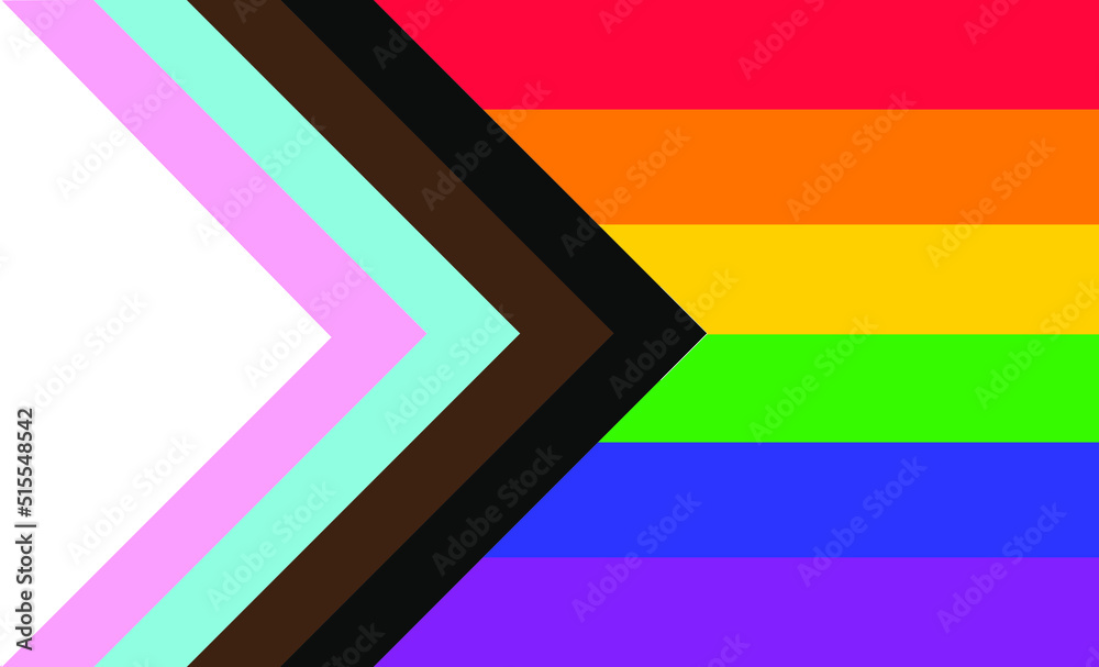 Inclusive Pride Flag. Queer LGBTQIA+ vector. BIPOC, Trans, Gay, Lesbian ...