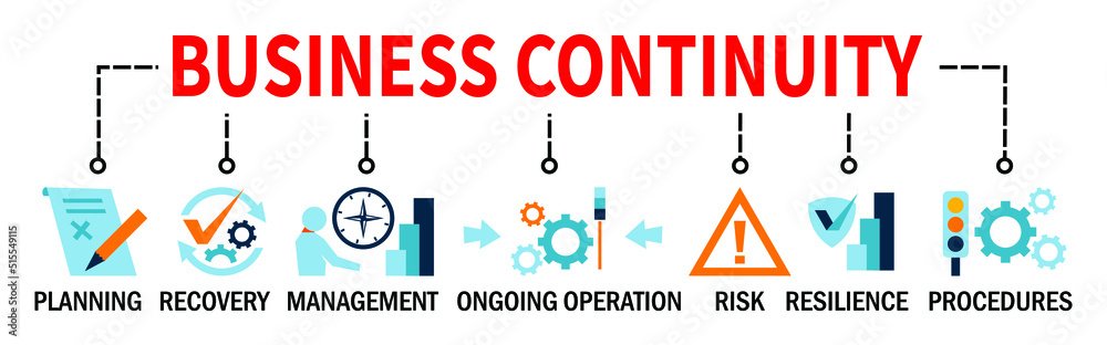 Business Continuity Banner Vector Illustration providing the systems of ...